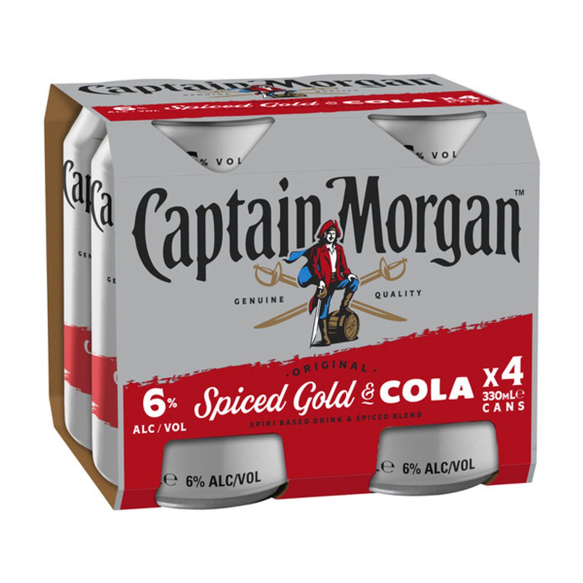 Captain Morgan Spiced Gold & Cola 6% 330ml Can | Thirsty Camel