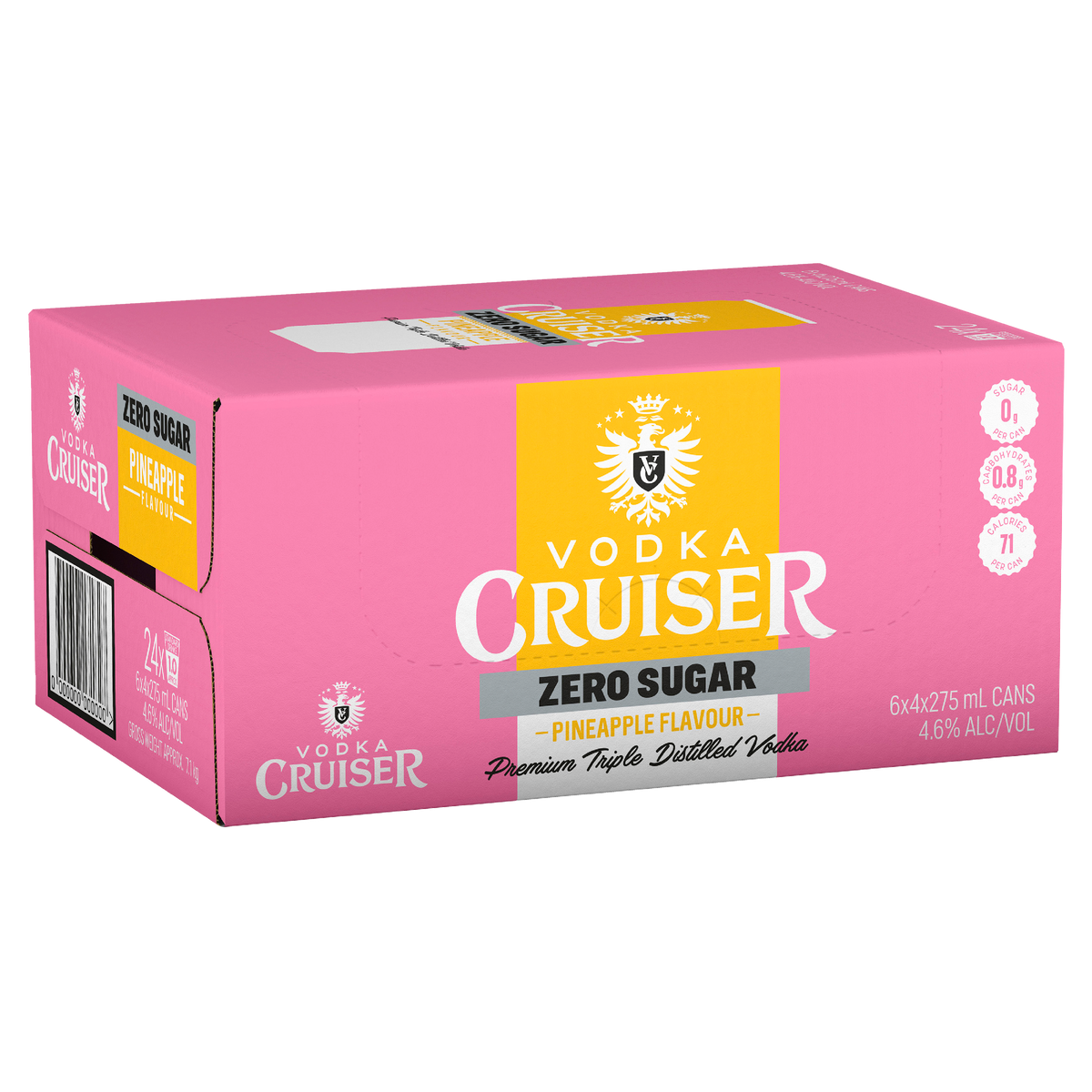 Vodka Cruiser Sugar Free Pineapple 4.6% Can 275ml 4pk | Thirsty Camel