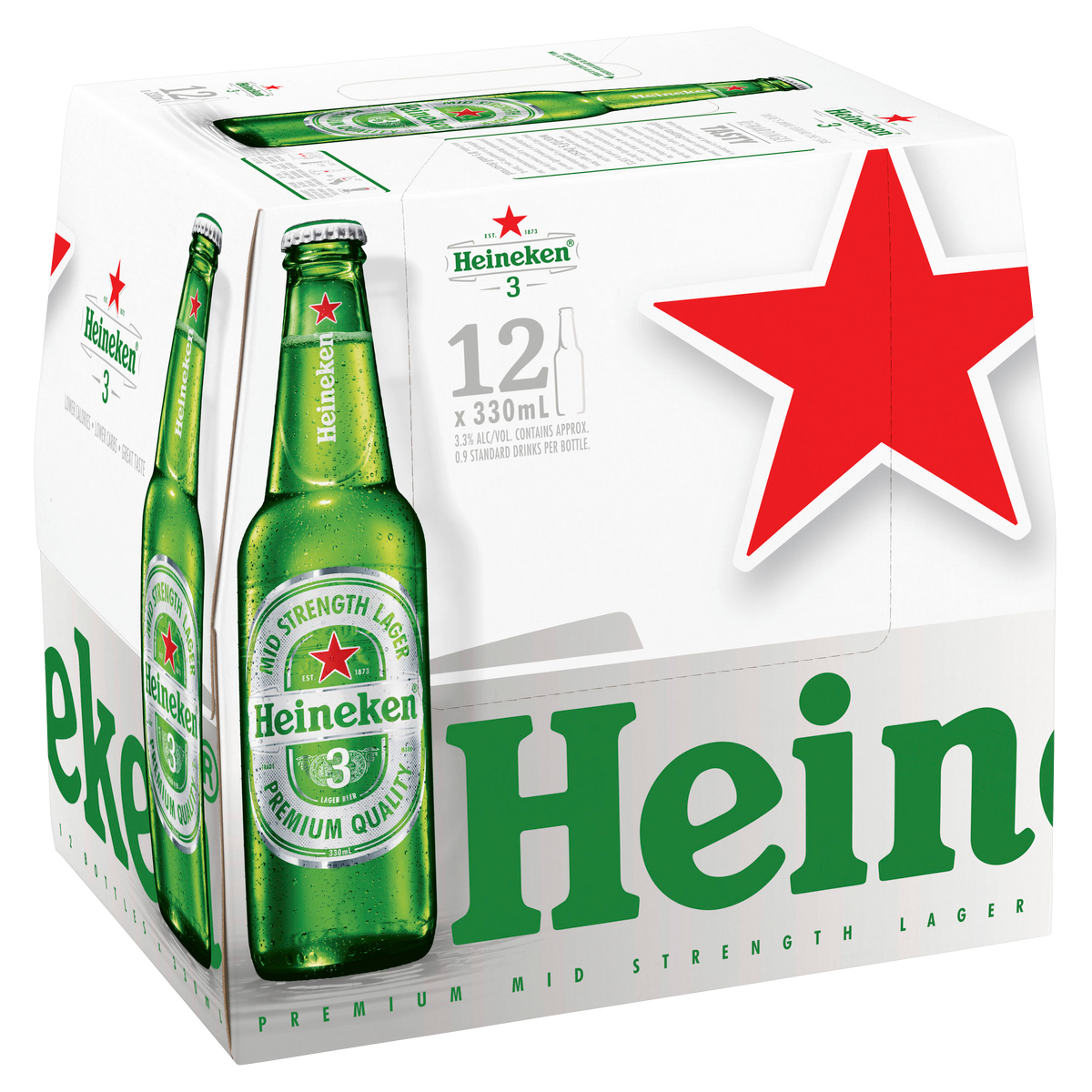 Heineken 3 Lager Bottle 330mL | Thirsty Camel