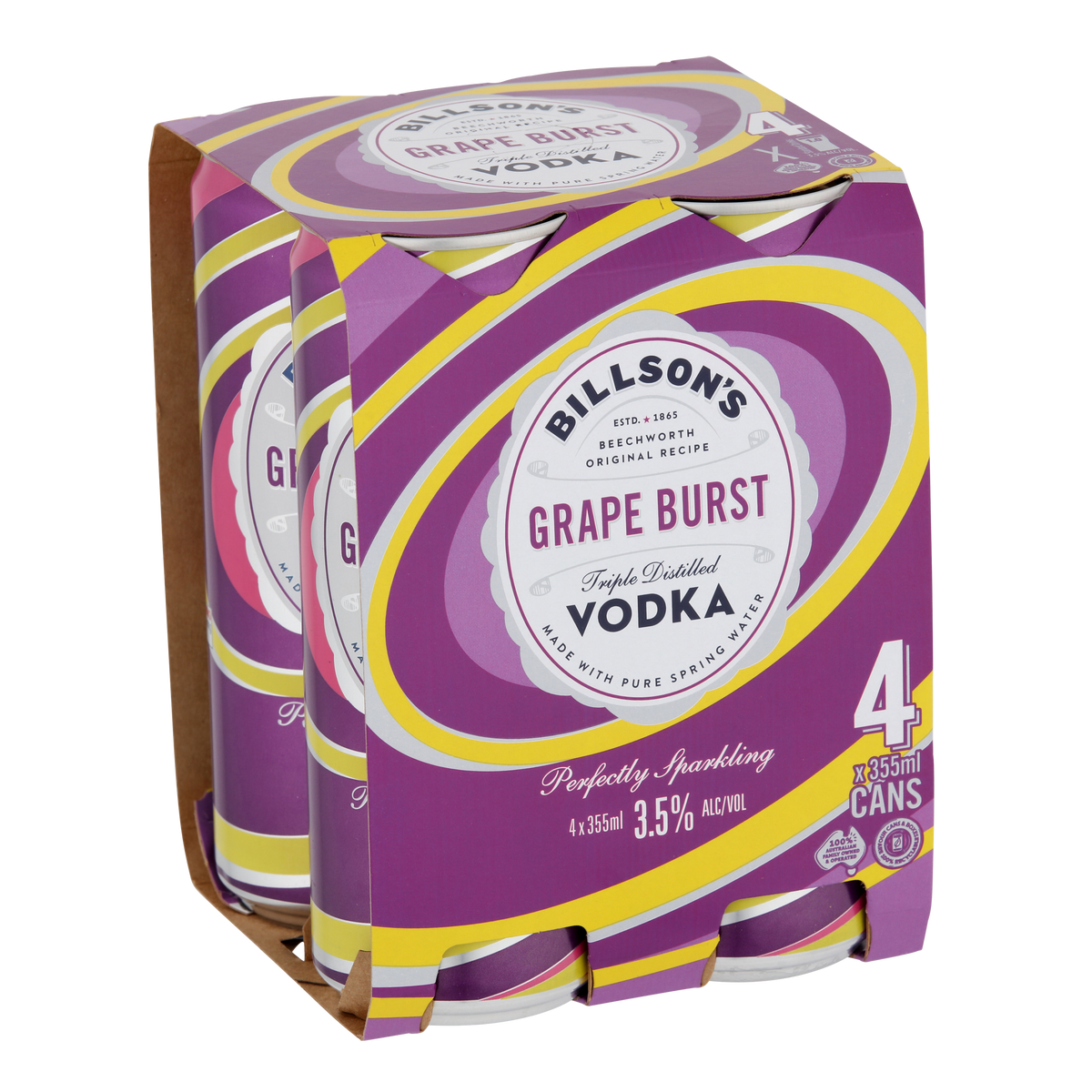 Billson's Vodka & Grape Burst Can 355ml 4pk | Thirsty Camel