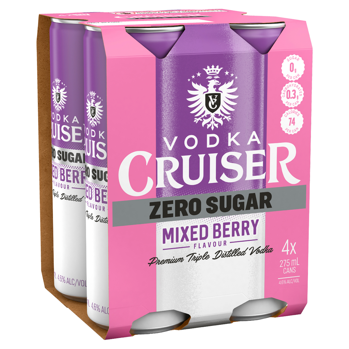Vodka Cruiser Sugar Free Mixed Berry 4.6% Can 275ml | Thirsty Camel