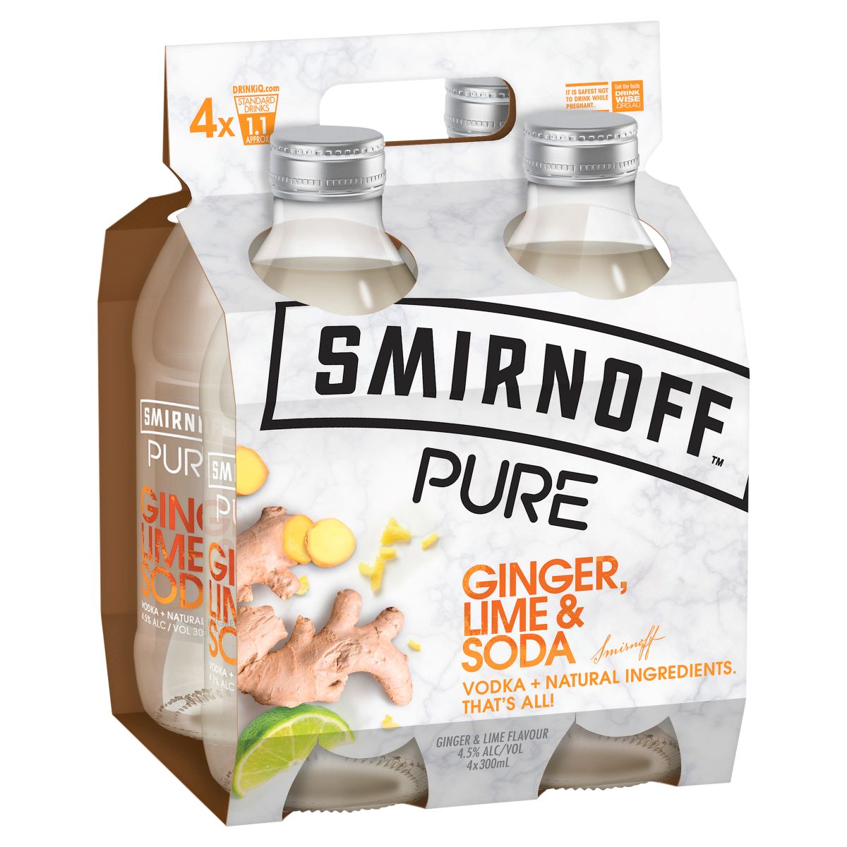 Smirnoff Pure Ginger Lime & Soda Bottle 300mL | Thirsty Camel