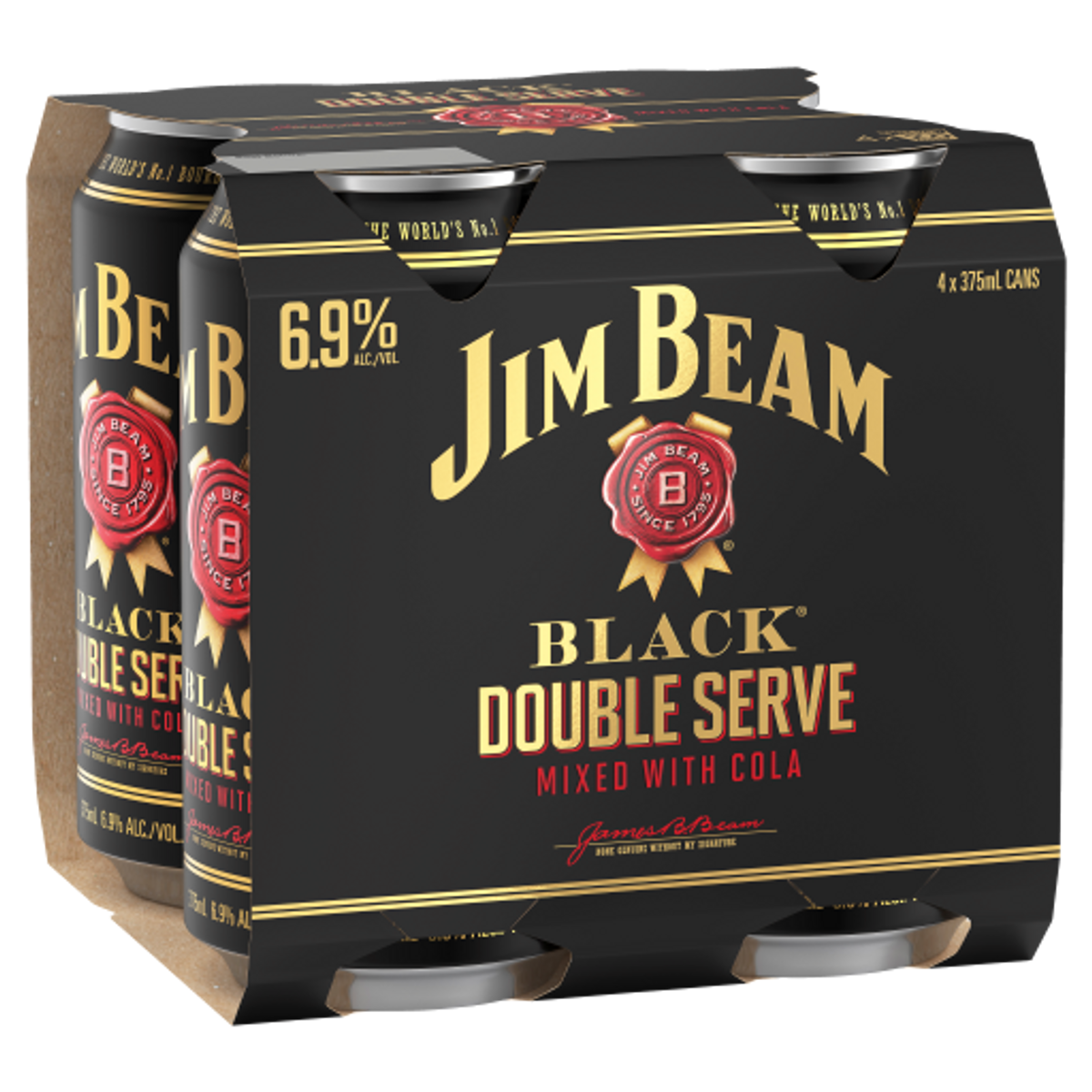 Jim Beam Black Double Serve & Cola 6.9% Can 375mL | Thirsty Camel