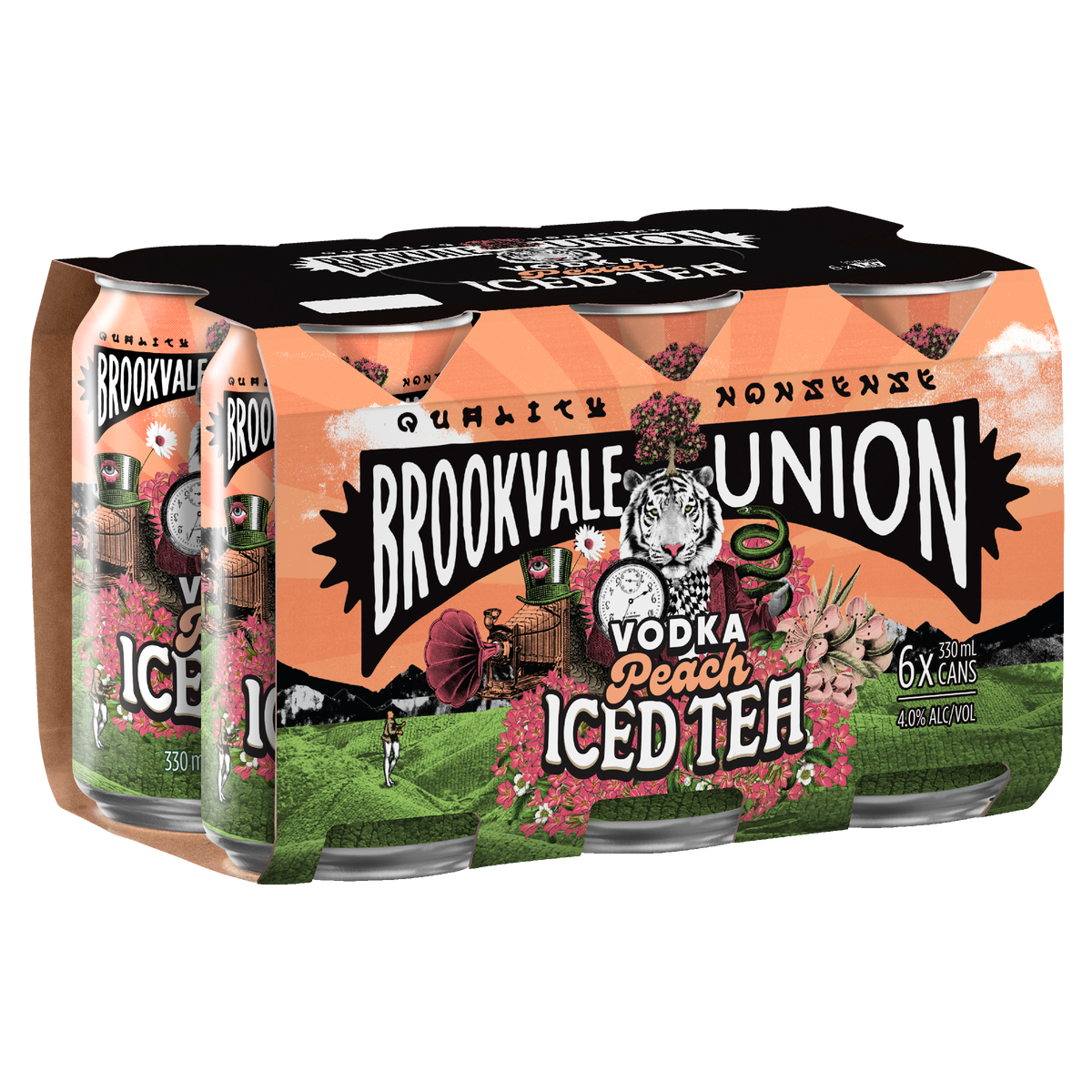 Brookvale Union Vodka & Peach Ice Tea Can 330ml 6pk | Thirsty Camel